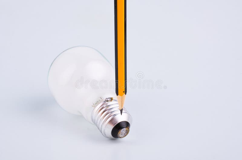 Pencil and Bulb Over White Background Stock Photo - Image of creativity ...