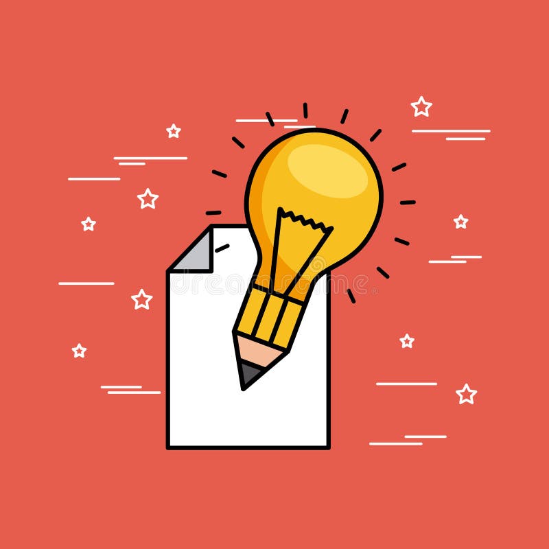 Pencil Bulb Paper Illustration Stock Vector - Illustration of energy ...