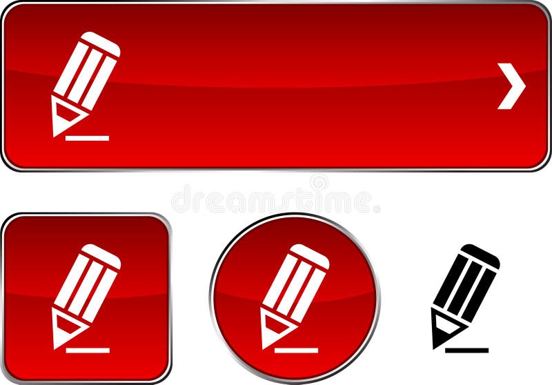 Pencil button set. stock vector. Illustration of bright - 13694631