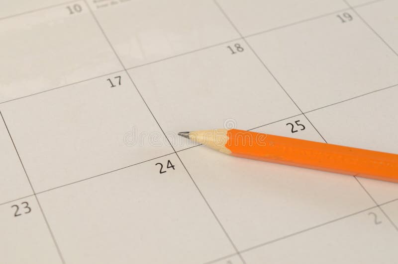 Pencil it in the Calendar stock image. Image of number - 202957739