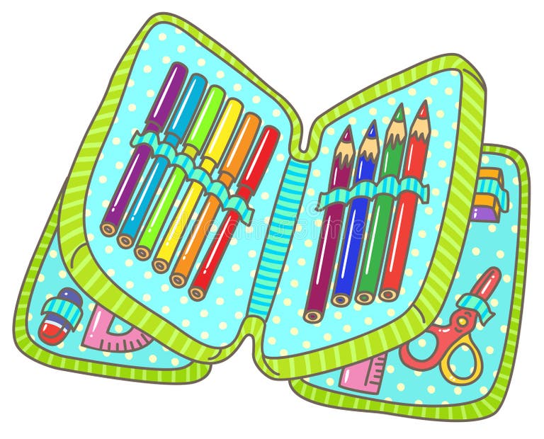 Pencil case stock vector. Illustration of artist, pencil - 73639386