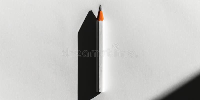 A Pencil Casts a Long, Thin Shadow on a White Surface, Creating a ...