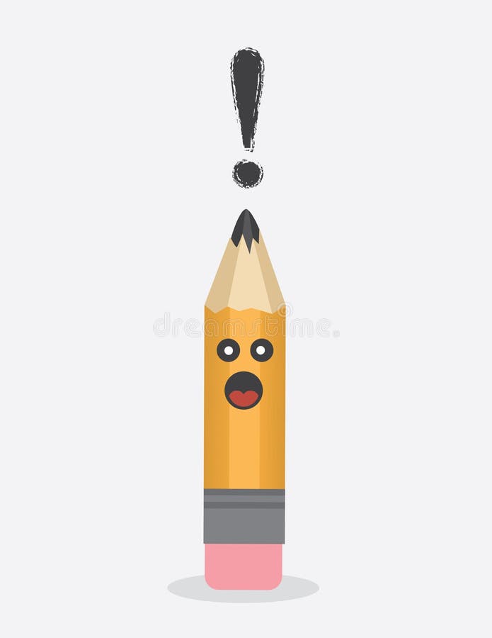 Pencil Character Exclamation Stock Vector - Illustration of orange ...
