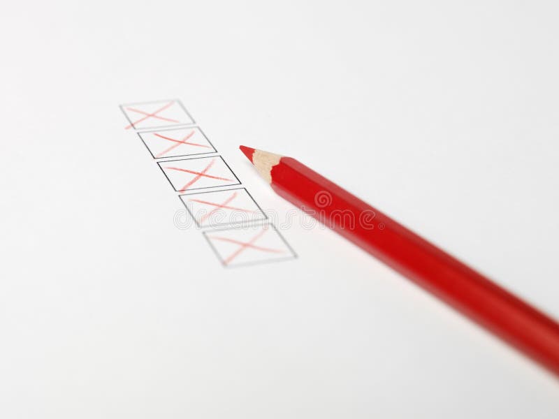 Red pen and check boxes stock image. Image of choose, cross - 9164059