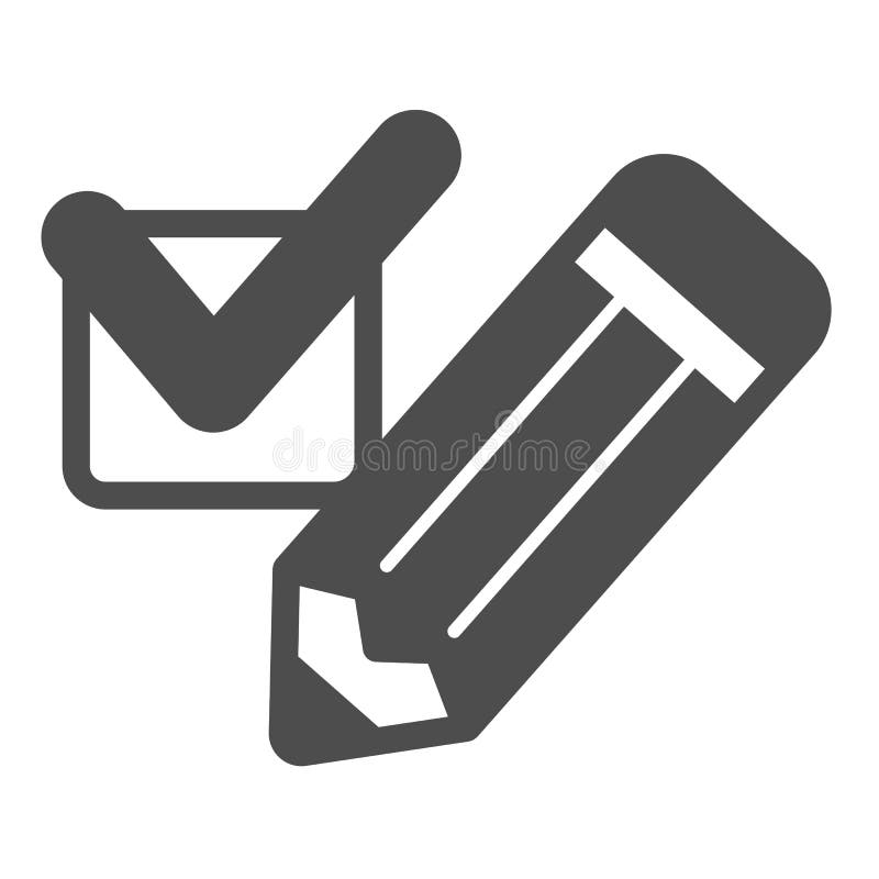 Pencil with Check Mark, Done Solid Icon, Productivity Concept ...
