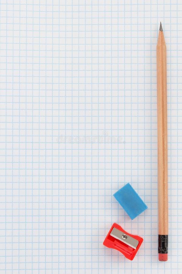 Pencil on checked notebook stock image. Image of checked - 31454835
