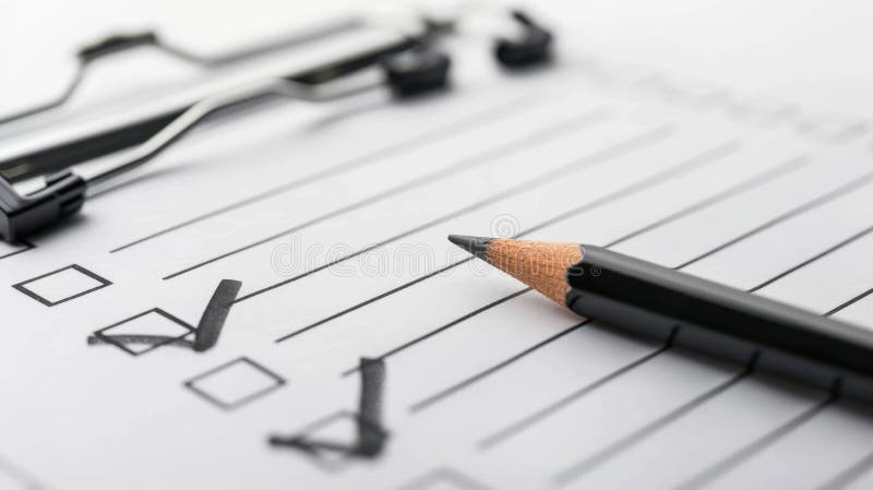 A Pencil and Checklist Paper. AI Generated Stock Photo - Image of exam ...