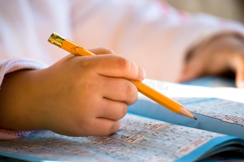 Pencil in child hand stock photo. Image of hand, copyspace - 5378074