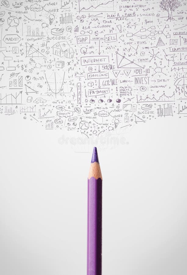Pencil Close-up with Diagrams Stock Image - Image of marker, background ...