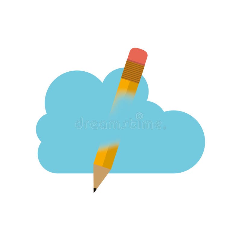 Pencil and Cloud Computing Design Stock Illustration - Illustration of ...
