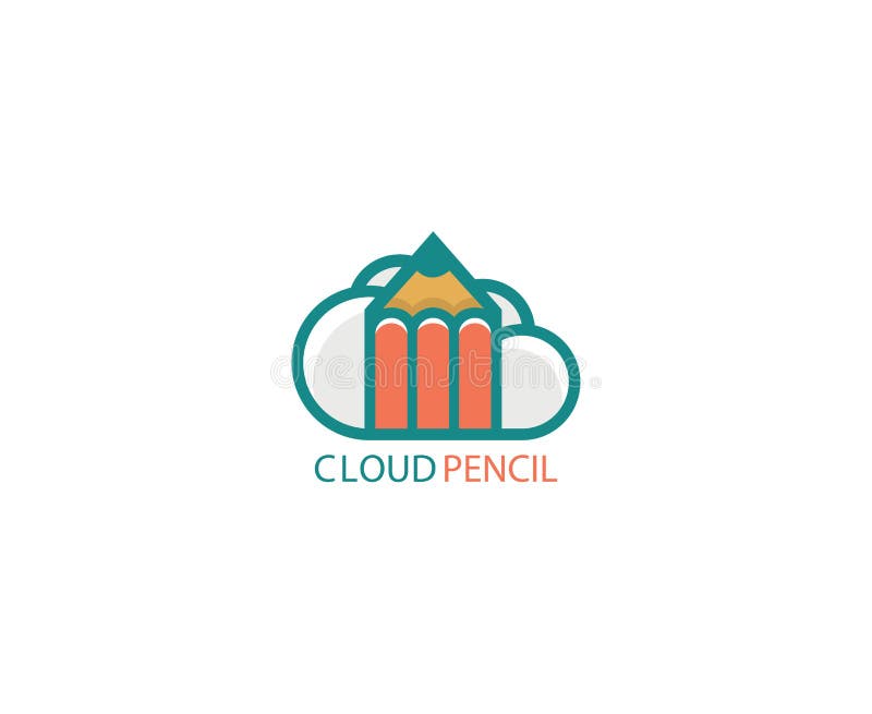Pencil Cloud Logo Design. Education Logo Concept. Stock Vector ...