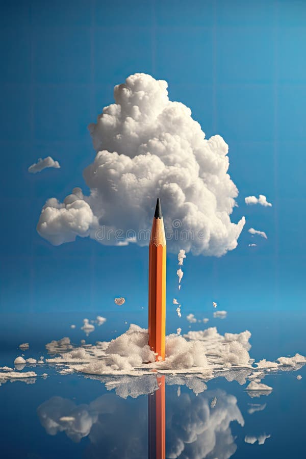 A Pencil with a Cloud of White Clouds Stock Illustration - Illustration ...