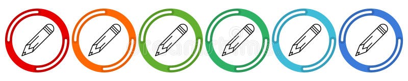 Pencil Collection. Vector 6 Colors Option Icon Stock Vector ...