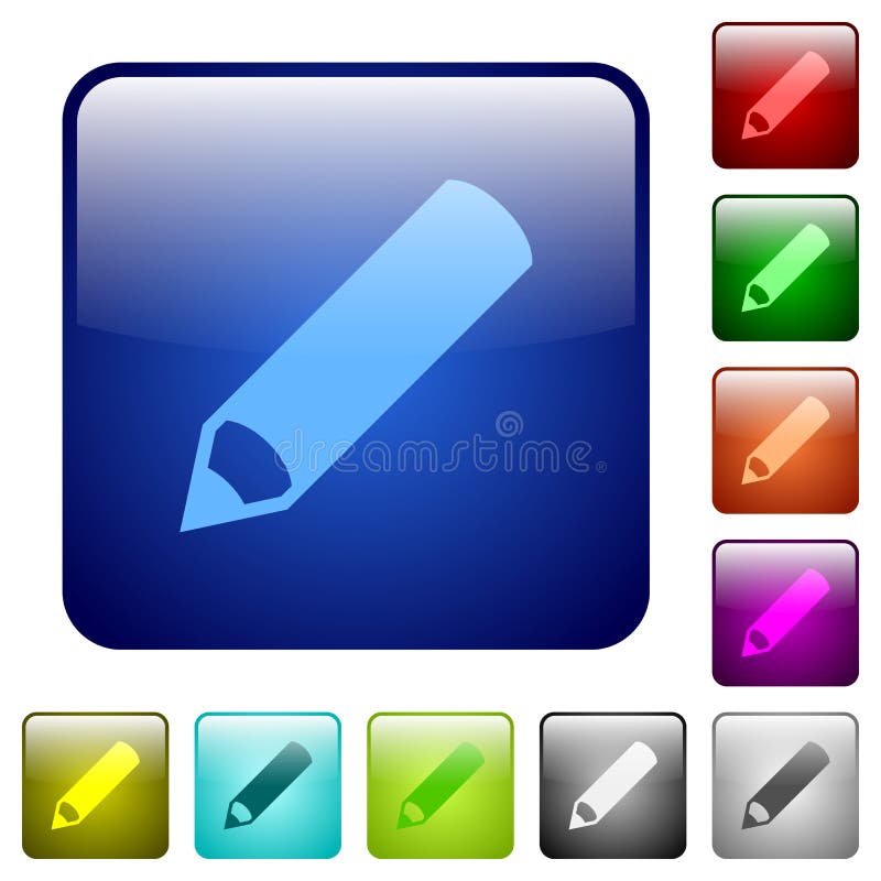 Pencil Color Square Buttons Stock Vector - Illustration of cyan, edit ...
