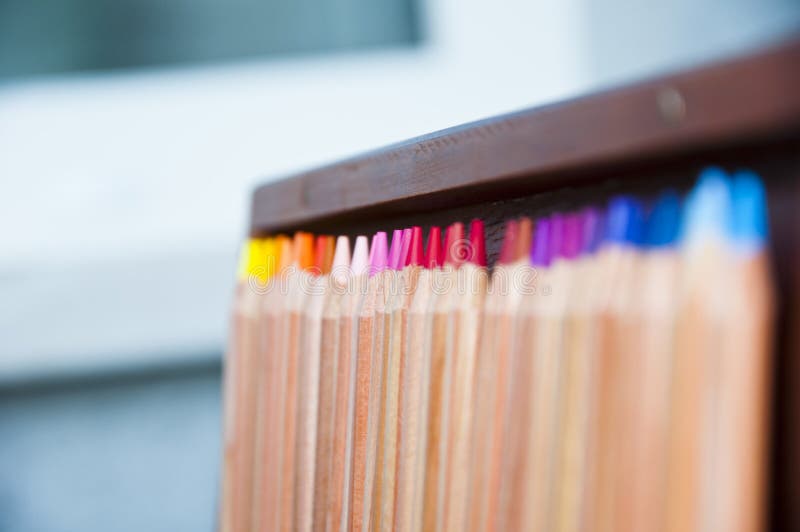 Pencil Color Variety. Selective Focus with Variety of Color. Stationery ...