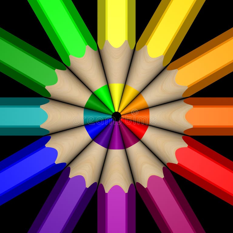 Pencil Color Wheel stock illustration. Illustration of tertiary - 10477921