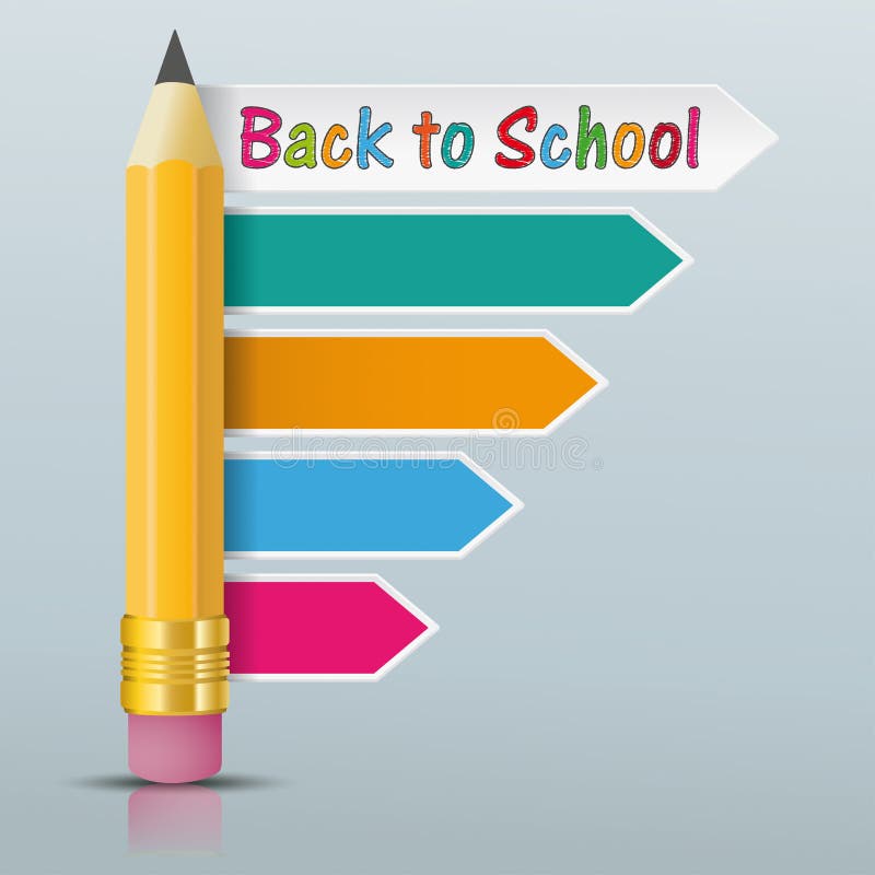 Pencil Colored Arrows Directions Back To School Mirror Stock Vector ...