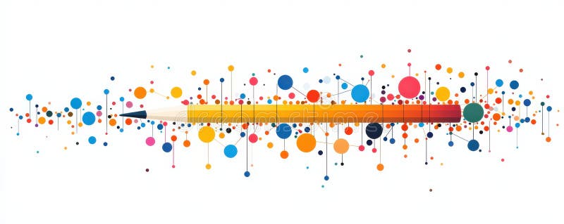 Pencil with Colorful Dots Interconnected by Lines Representing ...