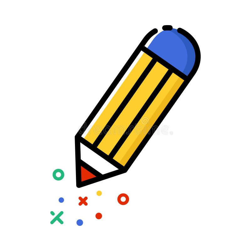 Pencil Colourful Vector Illustration. Line Bright Coloured Red Pencil ...
