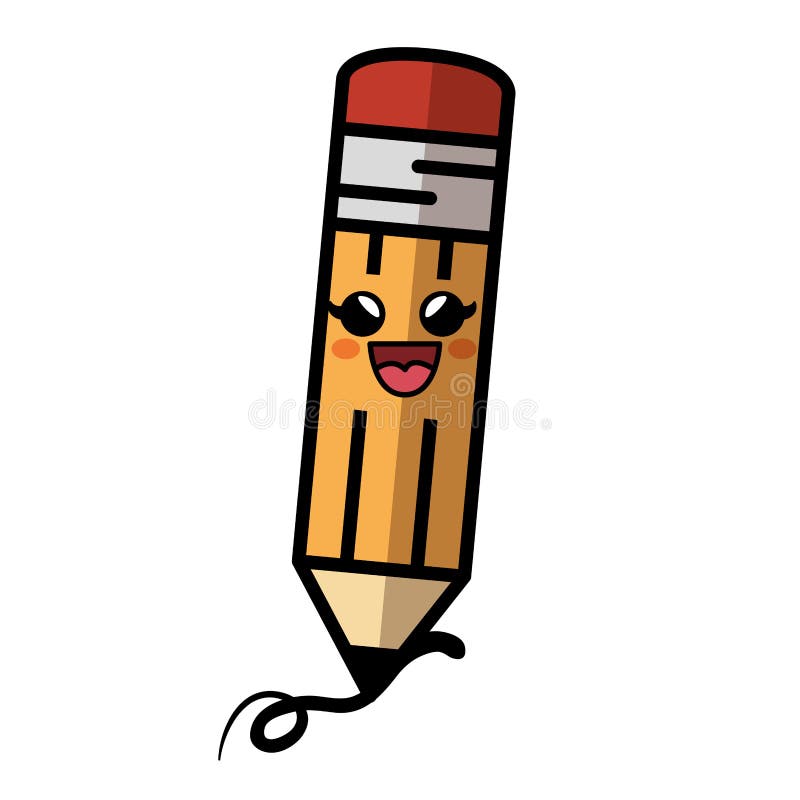Pencil Comic Character Icon Stock Vector - Illustration of frame ...