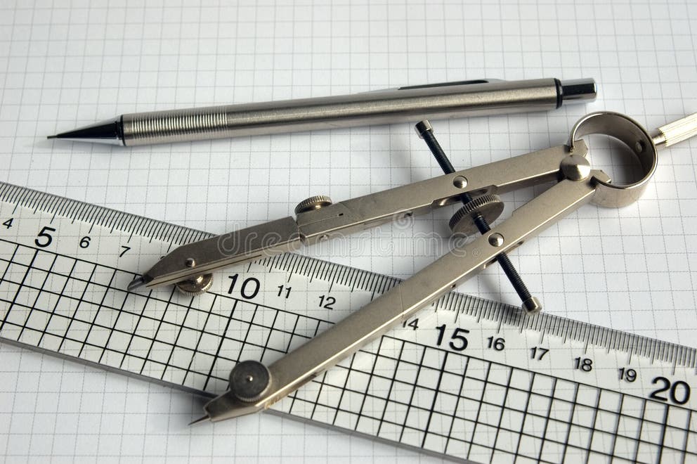 Pencil compass and ruler stock image. Image of architect - 2901449