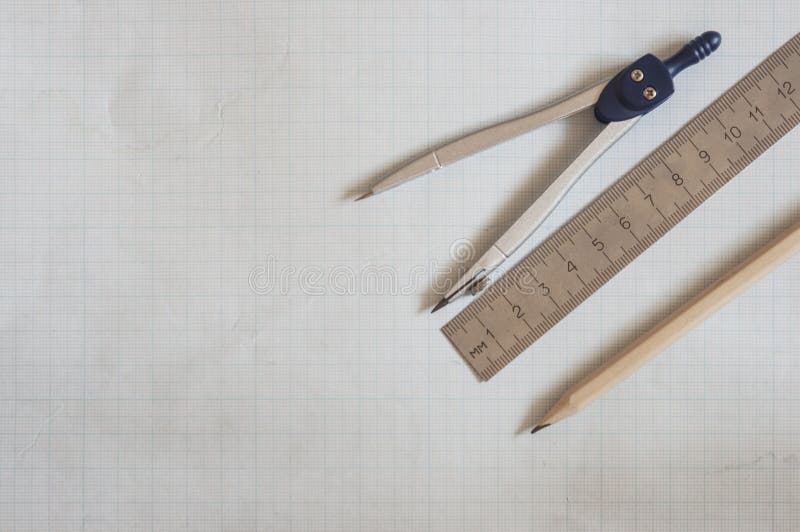 Geometry Set with Compass,pencil,ruler on Graph Paper Stock Photo ...