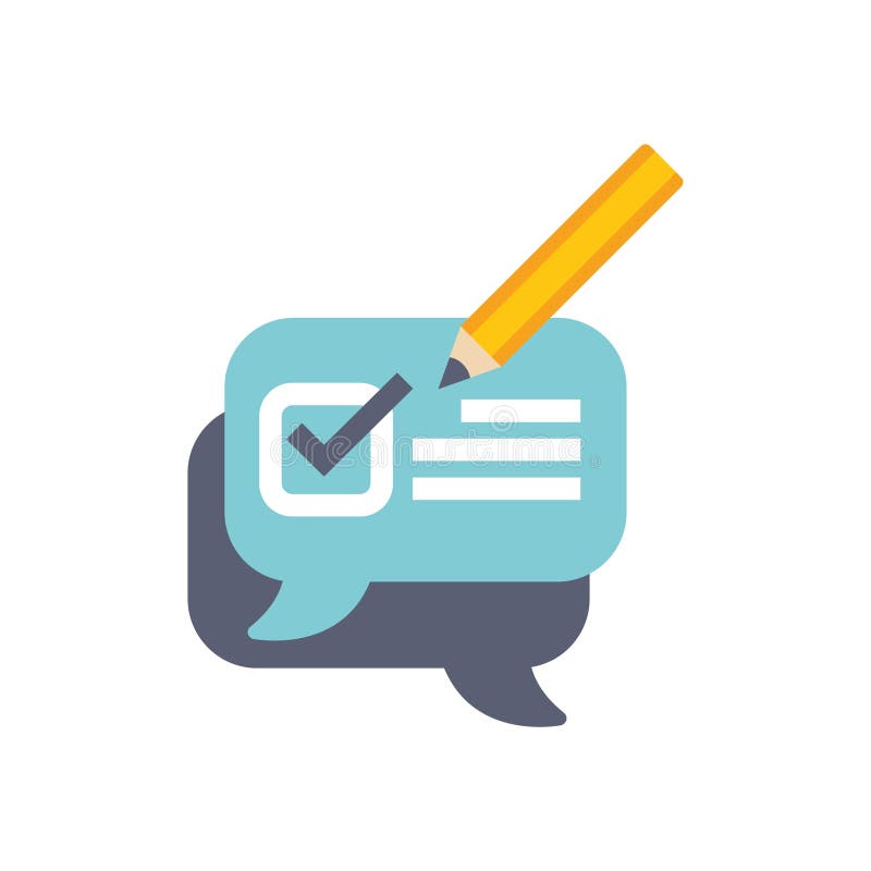 Pencil Completing Checklist on Speech Bubble Icon Stock Illustration ...