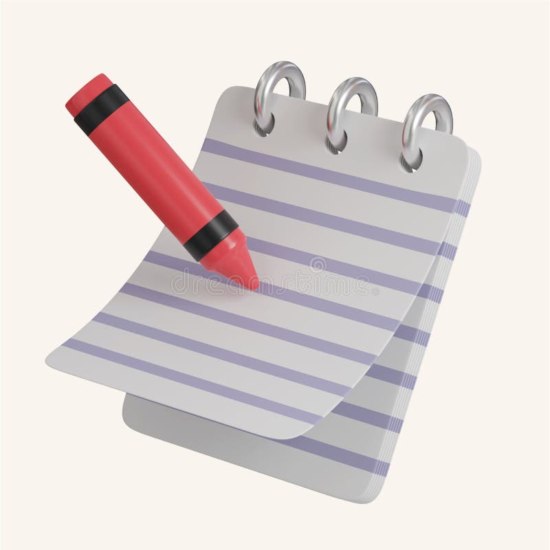 Pencil Crayons and Notepad Listing Icons. Minimal 3D Illustration ...