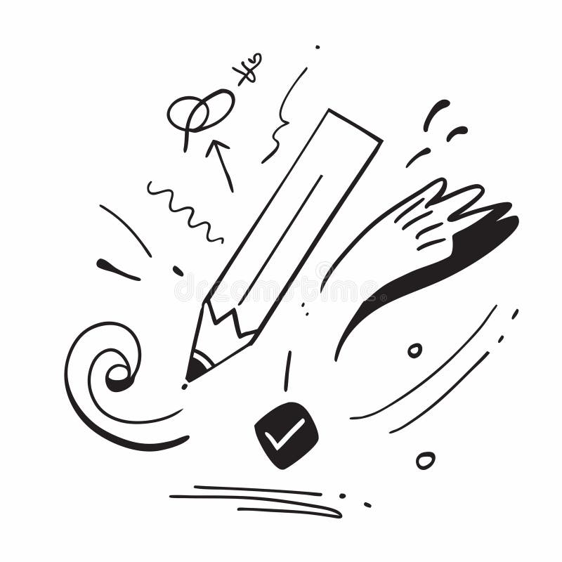 Creative Pencil Drawing Featuring Abstract Shapes and Playful Doodles ...