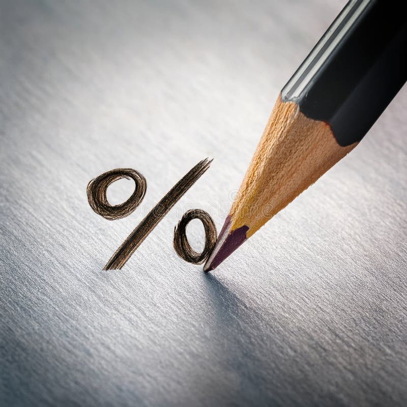 Pencil Creating a Percentage Symbol on a Smooth Surface Stock ...