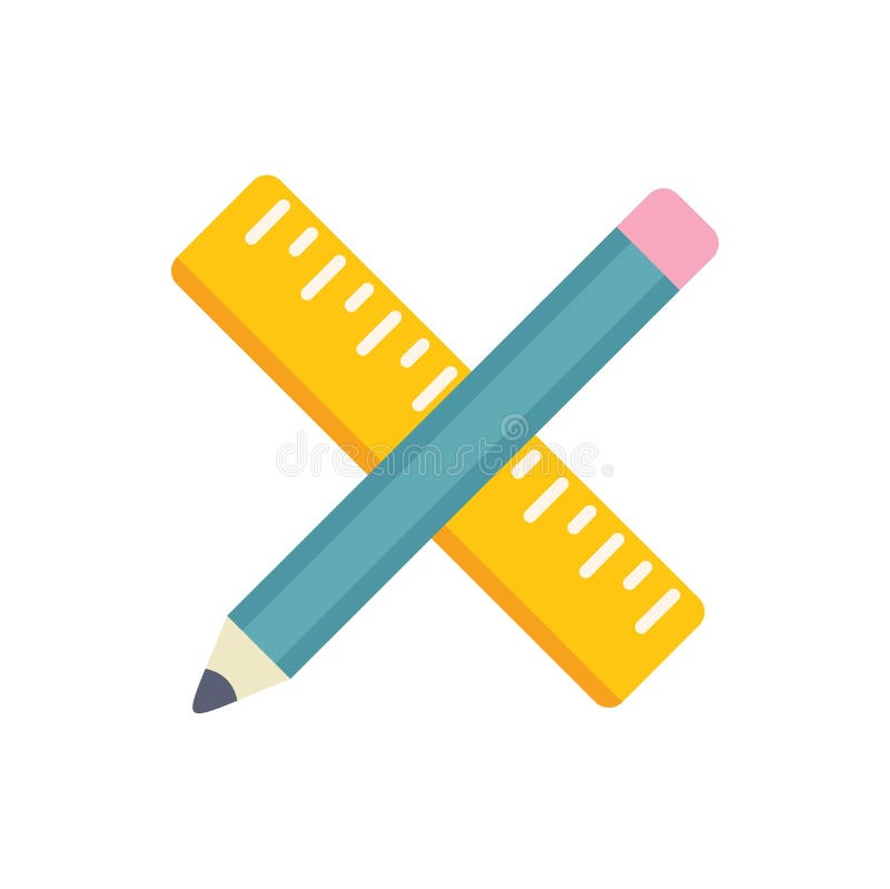 Pencil Crossing Ruler Icon Representing School Supply Stock ...