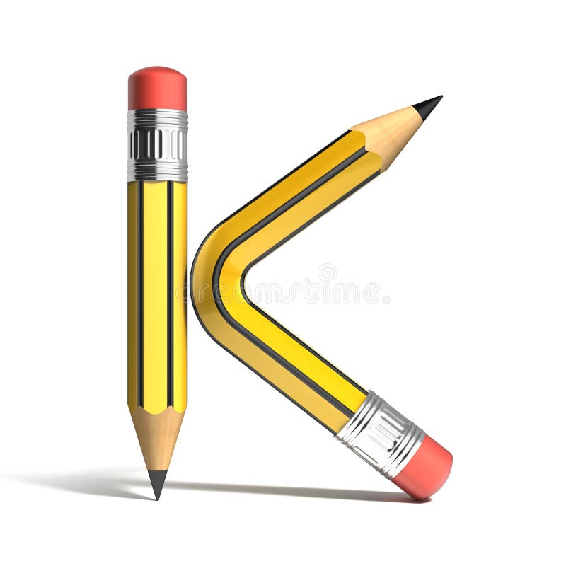 Pencil 3d font letter K stock illustration. Illustration of black ...