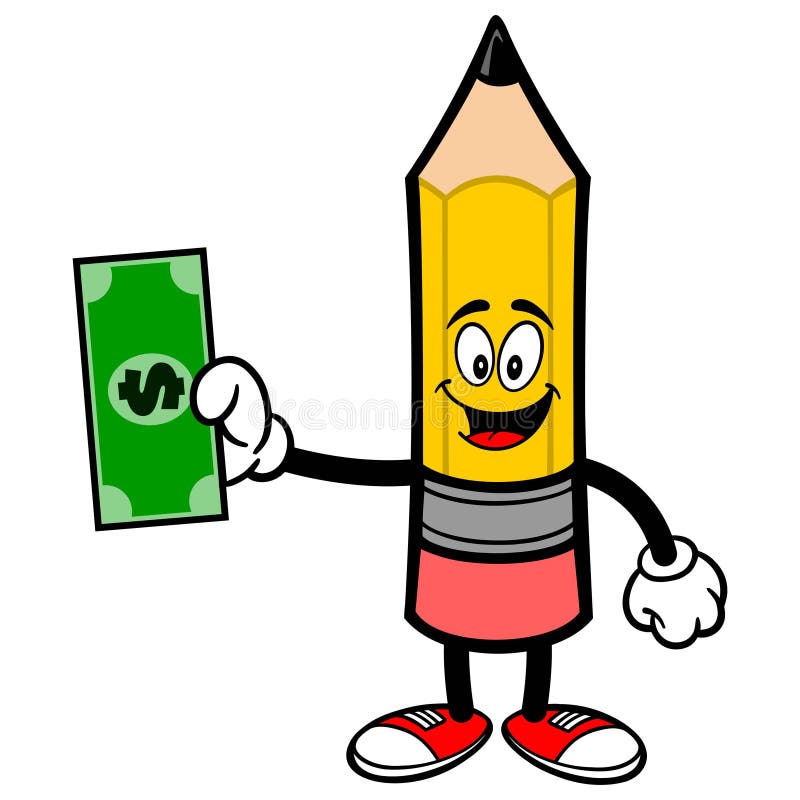 Pencil with a Dollar stock vector. Illustration of eraser - 70170809