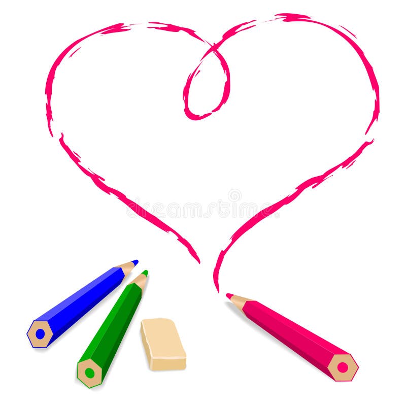 Pencil draw heart stock vector. Illustration of blue - 14776506