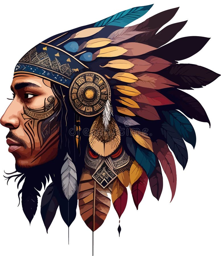 Pencil Draw Moderm Native American Head Vector Stock Vector ...