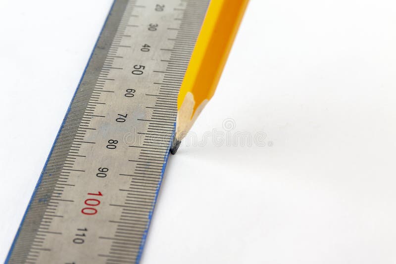 Pencil Draw a Straight Line with the Help of a Ruler Stock Photo ...