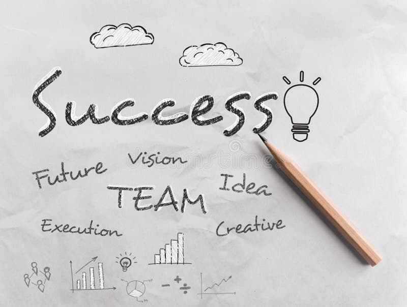 Pencil Draw Word Success on White Paper with Copy Space Stock Image ...