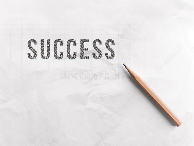 Pencil Draw Word Success on White Paper with Copy Space Stock Image ...