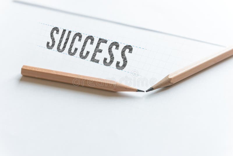 Pencil Draw Word Success on White Paper with Copy Space Stock Photo ...