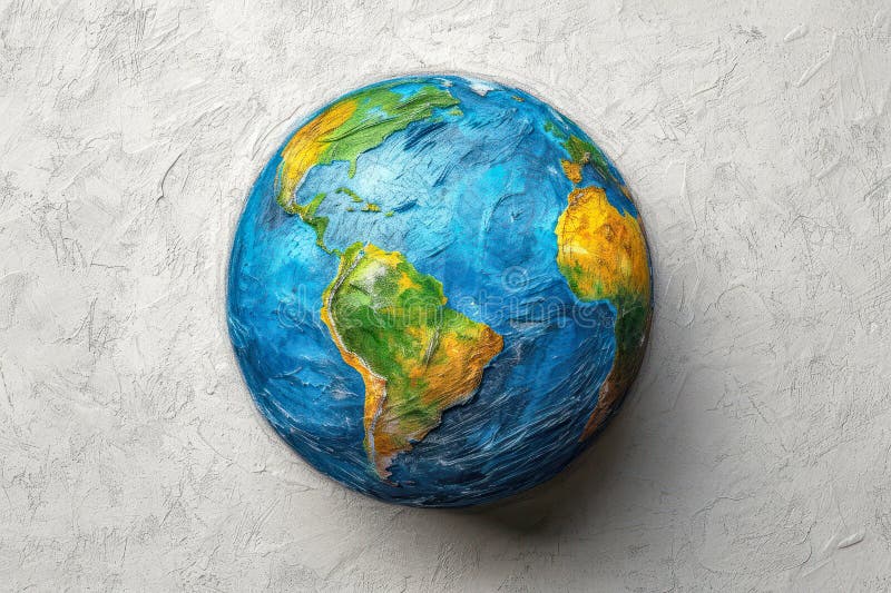 Pencil Drawing of Blue Earth Globe on White Background. Generative AI ...