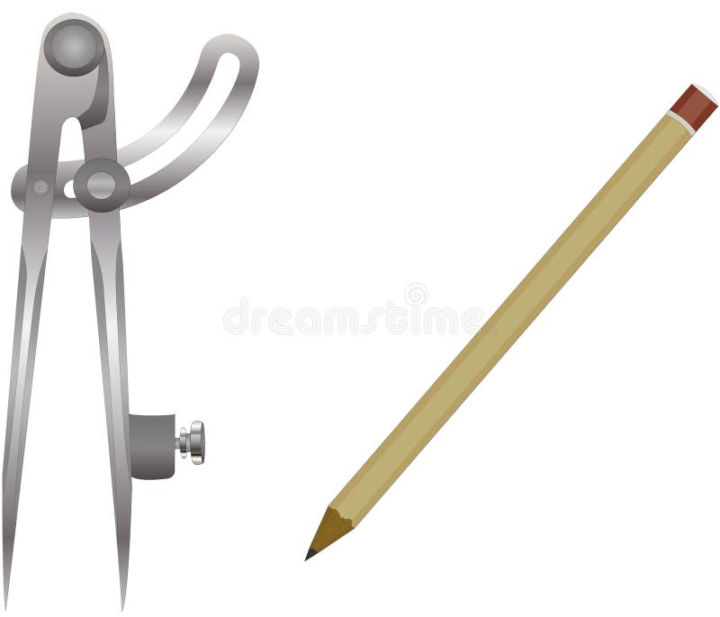 Pencil and Drawing Compass stock vector. Illustration of preschool ...