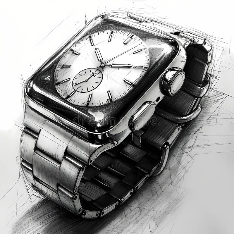A Pencil Drawing of Concept Smart Watch, a Sketch of a Watch Stock ...