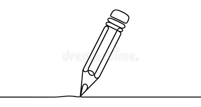 Pencil Drawing Continuous Line Art on White Background Stock ...