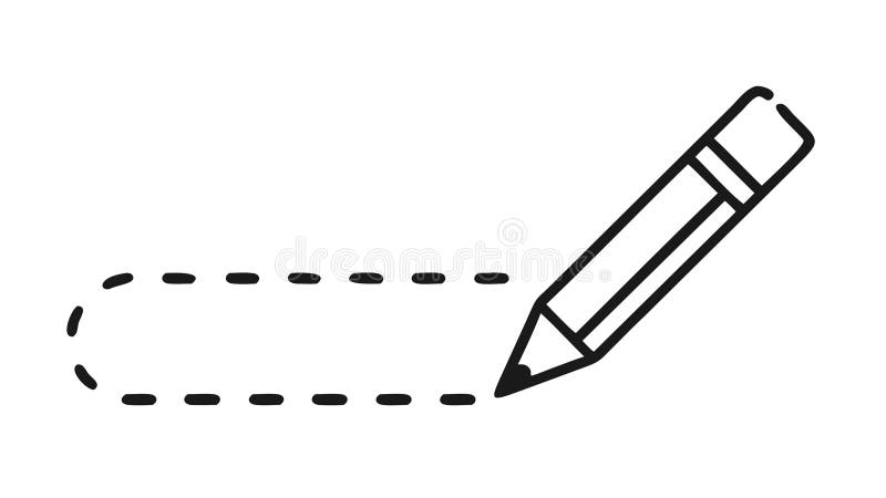 Pencil Drawing Dashed Line, Path Creation Icon, Vector Design ...