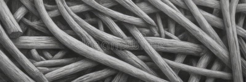 Pencil Drawing, Dense Interweaving of Branches. Volumetric Drawing in ...