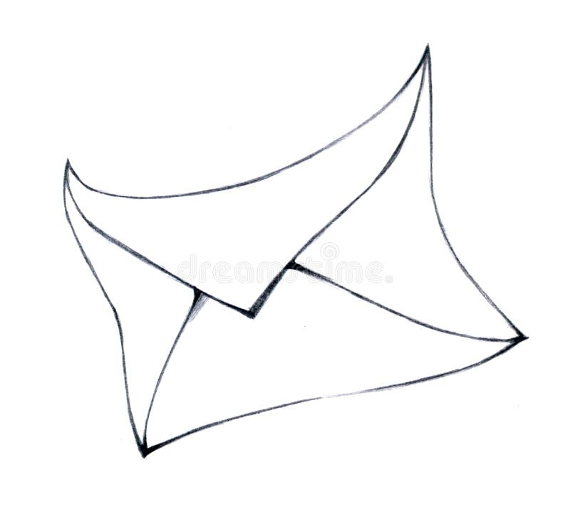 Pencil drawing of envelope stock illustration. Illustration of penciled ...