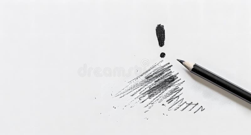 Minimalistic Pencil Drawing of an Exclamation Mark on White Background ...