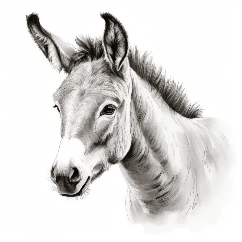 Minimalist Donkey Head Silhouette Sketch with Single Pencil Stroke ...