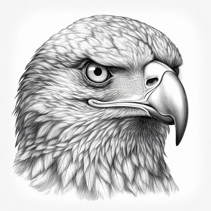 Pencil Drawing of a Head Eagle, Isolated on White, Close-up Portrait ...