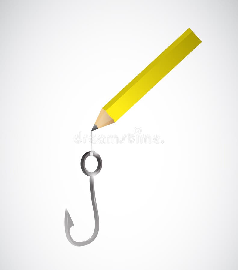 Pencil Drawing a Hook. Illustration Design Stock Illustration ...